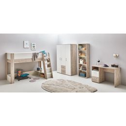 OTTO home Jugendzimmer-Set &raquo;Set &raquo;Rieke&laquo;, viel Stauraum&laquo; Spar-Set, Kleiderschrank 3 t&uuml;rig, Hochbett, Standregal, Schreibtisch, 4 Stk. tlg. Hochbett, 