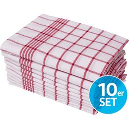 OTTO home Geschirrtuch &raquo;Vivianne&laquo; 100% Baumwolle,70&times;50 cm, blau/rot -wei&szlig;e, 10Stk. Set, weich, saugstark 100% Baumwolle