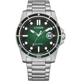 Citizen Damen Solaruhr Armbanduhr, Herrenuhr, Edelstahlarmband, bis 10 bar wasserdicht, Datum silber