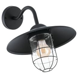 Eglo Wandleuchte &raquo;Melgoa Au&szlig;en-Wandlampe, Wandleuchte aus Stahl und Glas, E27, IP44&laquo; E27 1 Stk. Wand-/Deckenleuchte - L30 x H25 x AL38 cm - schwarz - 