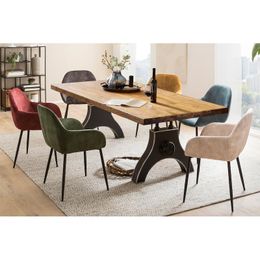 Sit Esstisch extra hohe Plattenst&auml;rke von 50 mm beige Teak, Metall