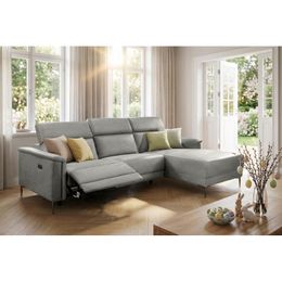 OTTO home Ecksofa &raquo;LUND, L-Form, 261cm, man. o. elektr. Relaxfunktion (mit USB-A)&laquo; und Kopfteilverstellung grau Webstoff 100% Polyester