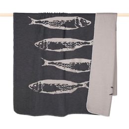 Pad Wohndecke &raquo;FISH&laquo; Made in Europe, Wendefunktion, Motiv Fische, 150x200 cm grau Mischgewebe