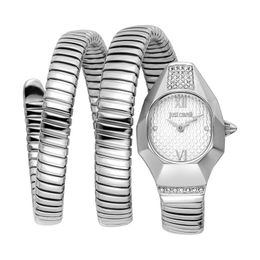 JUST cavalli time Damen Quarzuhr &raquo;Signature Snake&laquo; Armbanduhr, Damenuhr, Edelstahlarmband, analog, Kristallsteine