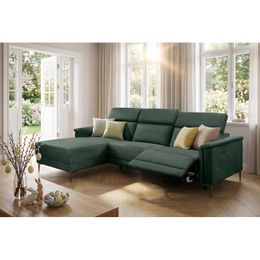 OTTO home Ecksofa &raquo;LUND, L-Form, 261cm, man. o. elektr. Relaxfunktion (mit USB-A)&laquo; und Kopfteilverstellung gr&uuml;n Webstoff 100% Polyester