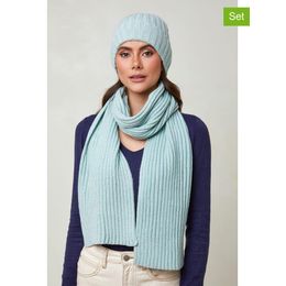 Soft Cashmere 2tlg. Set: M&uuml;tze und Schal in T&uuml;rkis - 69% | Damen-muetzen-caps