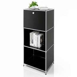 Floordirekt Standregal Concept Epure Mk-107, Schwarz, Metall, 50x121x40 cm, stehend, Wohnzimmer, Regale, B&uuml;cherregale