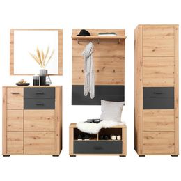 Xora Garderobe, Anthrazit, Eiche Artisan, Holzwerkstoff, 230x195x45 cm, Garderobe, Garderoben-Sets & Serien, Garderoben-Sets