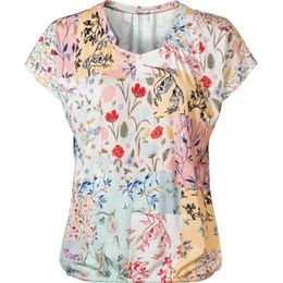 CR&Eacute;ATION L Damen Print-Shirt mit Patchwork-Druck mint-ros&eacute;-bedruckt Gr&ouml;&szlig;e 36