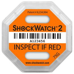 100 x ShockWatch 2 Sto&szlig;indikatorlabel mit Warnhinweisaufkleber (orange)