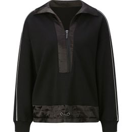 CR&Eacute;ATION L Damen Sweatshirt im Materialmix schwarz-wei&szlig; Gr&ouml;&szlig;e 38