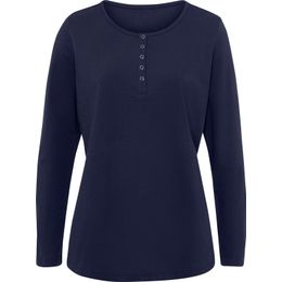 Damen Langarmshirt mit Druckkn&ouml;pfen marine, Gr&ouml;&szlig;e 48