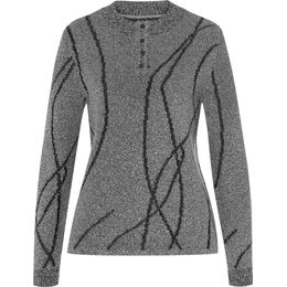 Damen Boucl&eacute;-Pullover mit Jacquard-Muster steingrau-meliert, Gr&ouml;&szlig;e 42