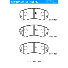 ATE Bremsbelagsatz, Scheibenbremse 13.0460-5717.2 vorne rechts links f&uuml;r NISSAN D1060-2N290 41060-2N392 D1060-2N390