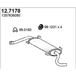 Asso Endschalld&auml;mpfer 12.7178 f&uuml;r PEUGEOT FIAT TALBOT CITRO&Euml;N 1357636080 1352321080 1730W0