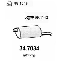 Asso Endschalld&auml;mpfer 34.7034 f&uuml;r VAUXHALL OPEL 852220 852054 90183160