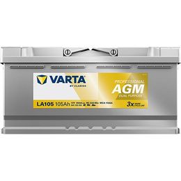 Varta Starterbatterie PROFESSIONAL DUAL PURPOSE AGM 12 V, 105 Ah, 950 A 840105095K312 12V 105Ah 950A