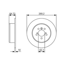 Bosch Bremsscheibe 0986479r00 voll 269mm 10mm f&uuml;r TOYOTA HOLDEN