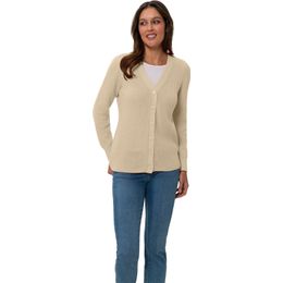 Damen Strickjacke mit V-Ausschnitt sand, Gr&ouml;&szlig;e 56