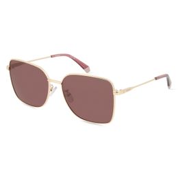 Polaroid PLD 4158/G/S/X | Damen-Sonnenbrille | Fassung: Vollrand, Quadratisch, Metall, Gold Burgunder | Glasfarbe: Violett