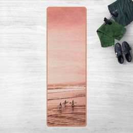 Yogamatte Kork - Feierabend - Motiv rosa Strand Sportmatte Meerblick rutschfest