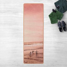 Yogamatte Kork - Feierabend - Motiv rosa Strand Sportmatte Meerblick rutschfest