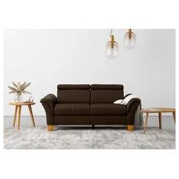 2,5-Sitzer Home Affaire "Lindgren", braun (mocca), B:185cm H:84cm T:93cm, 100% Polyester, Sofas, wahlweise mit TV-Funktion, links oder beidseitig, Kopfteilverstellung