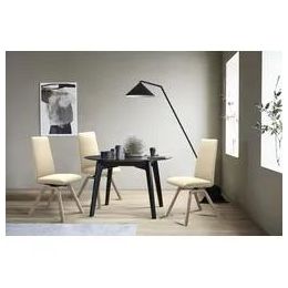 Polsterstuhl stressless "Laurel", beige (vanilla paloma, schwarz), B:49cm H:105cm T:60cm, Leder PALOMA: PALOMA ist ein durchgef&auml;rbtes Semianilin-M&ouml;belleder mit nat&uuml;rlicher Narbung., St&uuml;hle, Polsterstuhl, High Back, Gr&ouml;&szlig;e L, mit schr&auml;ggestellten Beinen in Schwarz