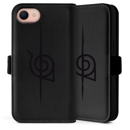 DeinDesign iPhone 16e Handy Klapph&uuml;lle Handyh&uuml;lle aus Kunst Leder schwarz Flip Case Konoha Sasuke Naruto Shippuden Sideflip mit Lasche