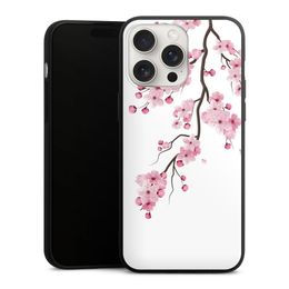 DeinDesign iPhone 15 Pro Max Handy Premium Silikon H&uuml;lle Handyh&uuml;lle schwarz Case Aisa Japan Cherry Blossom Silikon Premium Case