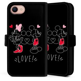 DeinDesign iPhone 16e Handy Klapph&uuml;lle Handyh&uuml;lle aus Kunst Leder schwarz Flip Case Disney Love Sideflip mit Lasche