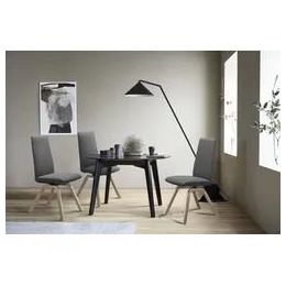 Polsterstuhl stressless "Laurel", grau (grau batick, schwarz), B:49cm H:105cm T:60cm, Leder BATICK: BATICK ist ein leicht korrigiertes, durchgef&auml;rbtes und genarbtes M&ouml;belleder, bei dem die meisten Unebenheiten und Spuren in der Regel entfernt wurden., St&uuml;hle, Polsterstuhl, High Back, Gr&ouml;&szlig;e L, mit schr&auml;ggestellten Beinen in Schwarz