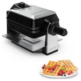 Krups Waffeleisen "Professional, f&uuml;r 2 dicke Waffeln, sp&uuml;lmaschinengeeignete Platten", schwarz (edelstahlfarben, schwarz), B:20cm H:22cm T:43cm, Waffeleisen, 7 Br&auml;unungsstufen und Vorheizfunkion, drehbar, Auffangschale, FDD95D