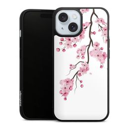 DeinDesign iPhone 15 Handy Premium Silikon H&uuml;lle Handyh&uuml;lle schwarz Case Aisa Japan Cherry Blossom Silikon Premium Case