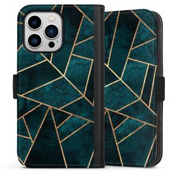 DeinDesign iPhone 13 Pro Handy Klapph&uuml;lle Handyh&uuml;lle aus Kunst Leder schwarz Flip Case Stone Elisabeth Fredriksson Gold & Copper Sideflip mit Lasche
