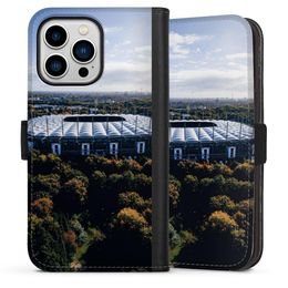 DeinDesign iPhone 13 Pro Handy Klapph&uuml;lle Handyh&uuml;lle aus Kunst Leder schwarz Flip Case Hsv Hamburger Sv Stadium Sideflip mit Lasche