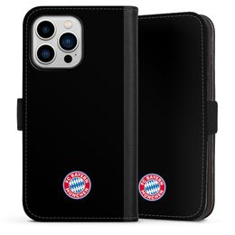 DeinDesign iPhone 13 Pro Handy Klapph&uuml;lle Handyh&uuml;lle aus Kunst Leder schwarz Flip Case Fcb Fc Bayern M&uuml;nchen Logo Sideflip mit Lasche