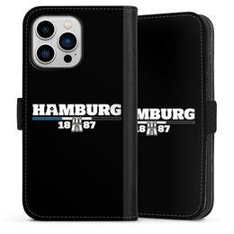 DeinDesign iPhone 13 Pro Handy Klapph&uuml;lle Handyh&uuml;lle aus Kunst Leder schwarz Flip Case Hamburg Official Licensed Product Hsv Sideflip mit Lasche