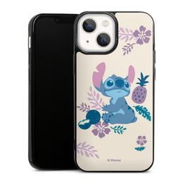 DeinDesign iPhone 13 Mini Handy Slim Case extra d&uuml;nn Silikon Handyh&uuml;lle schwarz H&uuml;lle Flowers Lilo & Stitch Official Licensed Product Silikon Slim Case