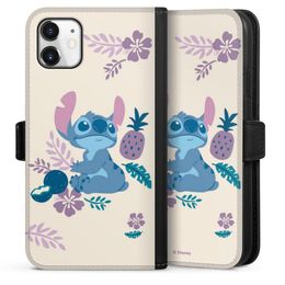 DeinDesign iPhone 11 Handy Klapph&uuml;lle Handyh&uuml;lle aus Kunst Leder schwarz Flip Case Flowers Lilo & Stitch Official Licensed Product Sideflip mit Lasche