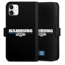 DeinDesign iPhone 11 Handy Klapph&uuml;lle Handyh&uuml;lle aus Kunst Leder schwarz Flip Case Hamburg Official Licensed Product Hsv Sideflip mit Lasche
