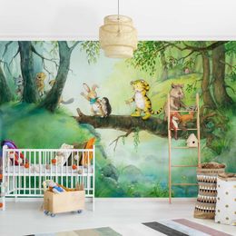 Fototapete Kinderzimmer Kleiner Tiger - Baumbr&uuml;cke