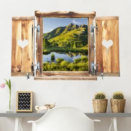 3D Wandtattoo Fenster mit Herz Blick ins Defereggental Fenster Wandsticker 3D-Optik Wandaufkleber Fenster Ausblick in S-XXL 3D-Effekt