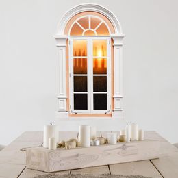 3D Wandtattoo Fensterblick Fenster Mediterran Morgend&auml;mmerung Toskana Wandsticker 3D-Optik Wandaufkleber Fenster Ausblick in S-XXL 3D-Effekt