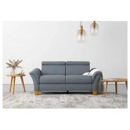 2,5-Sitzer Home Affaire "Lindgren", blau (hellblau), B:185cm H:84cm T:93cm, 100% Polyester, Sofas, wahlweise mit TV-Funktion, links oder beidseitig, Kopfteilverstellung