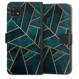 DeinDesign Galaxy A22 5G Handy Klapph&uuml;lle Handyh&uuml;lle aus Kunst Leder schwarz Flip Case Stone Elisabeth Fredriksson Gold & Copper Sideflip mit langer Lasche