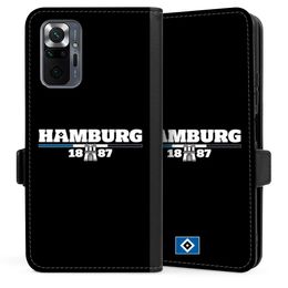 DeinDesign Xiaomi Redmi Note 10 Pro Handy Klapph&uuml;lle Handyh&uuml;lle aus Kunst Leder schwarz Flip Case Hamburg Official Licensed Product Hsv Sideflip mit langer 