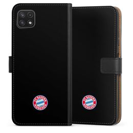 DeinDesign Galaxy A22 5G Handy Klapph&uuml;lle Handyh&uuml;lle aus Kunst Leder schwarz Flip Case Fc Bayern M&uuml;nchen Fcb Logo Sideflip mit langer Lasche