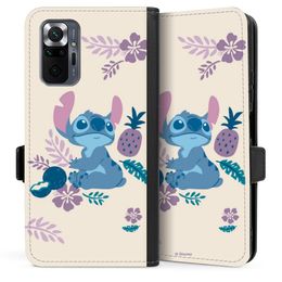 DeinDesign Xiaomi Redmi Note 10 Pro Handy Klapph&uuml;lle Handyh&uuml;lle aus Kunst Leder schwarz Flip Case Flowers Lilo & Stitch Official Licensed Product Sideflip mit 