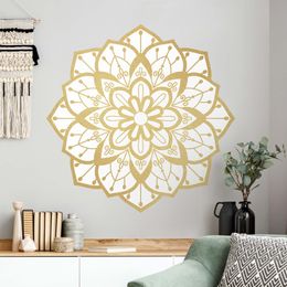 Wandtattoo Mandala Bl&uuml;te Muster gold wei&szlig; Wandsticker Blumen Ornament Wandaufkleber Mandala in S-XXL Wandtattoo modern